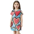 BZSMCE Short Sleeve dress Dress Casual Cotton Dresses-Blue Red Heart ...