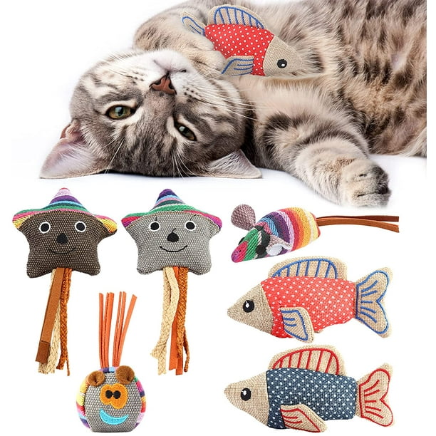 Cat Chew Toy, 6 Pack Catnip Toys for Indoor Cats, Cat Plush Toy Cats ...