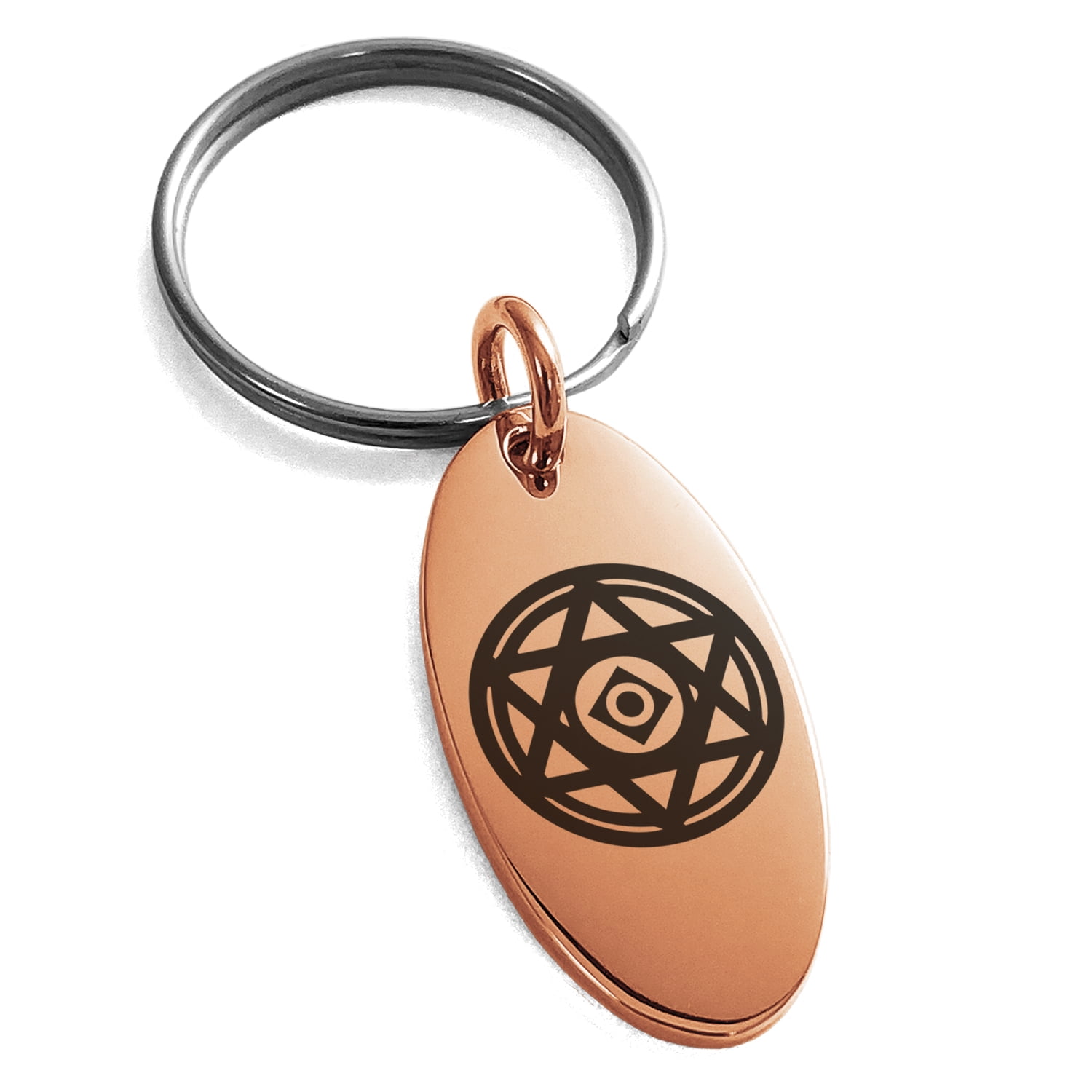 Stainless Steel Conjuration Magic Rune Engraved Small Oval Charm ...