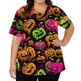 Scrubs for Women V Neck Short Sleeve Printed Tops Cartoon Pattern Free ...