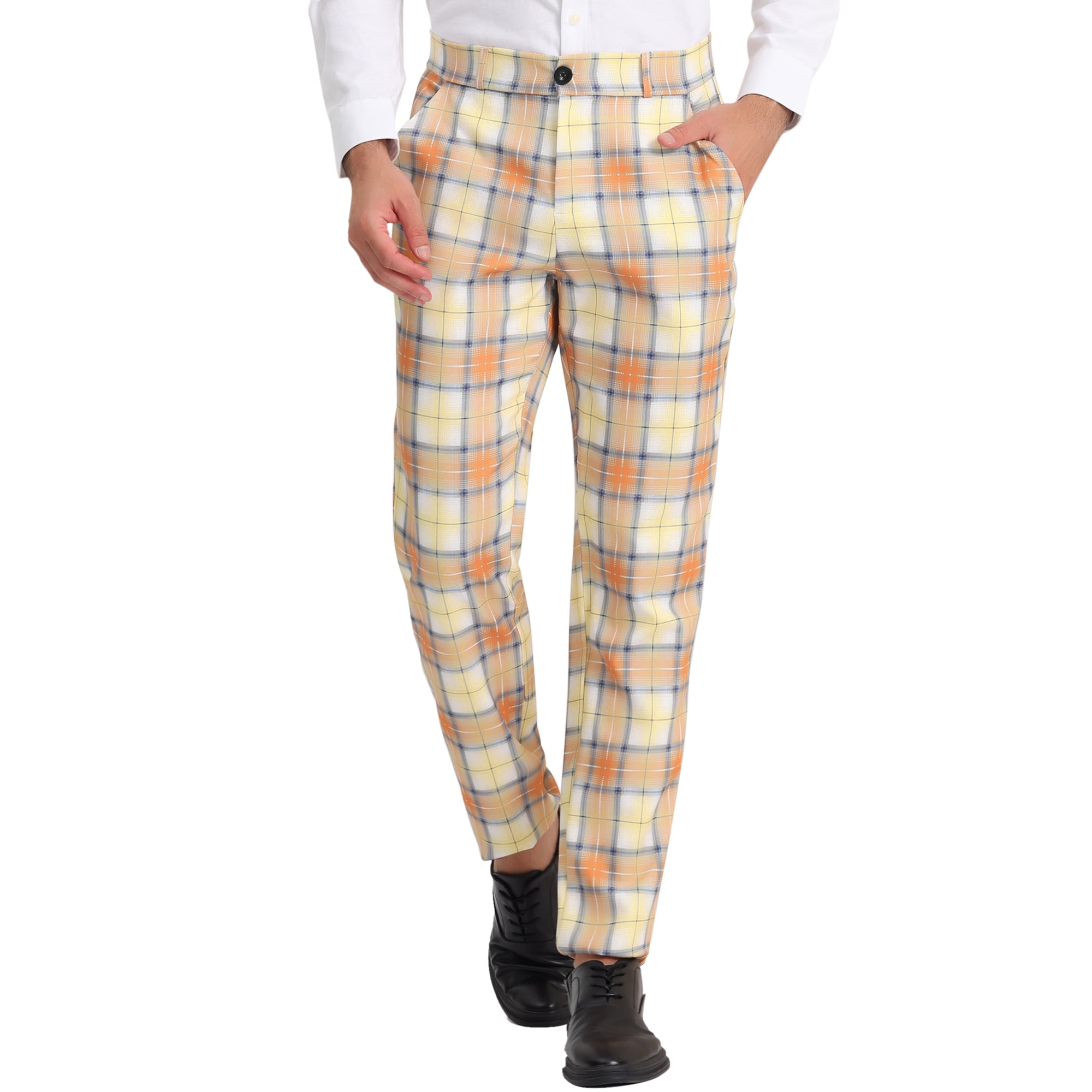 Click here for Inspire Chic Mens Pants Plaid Casual Regular Fit F... prices