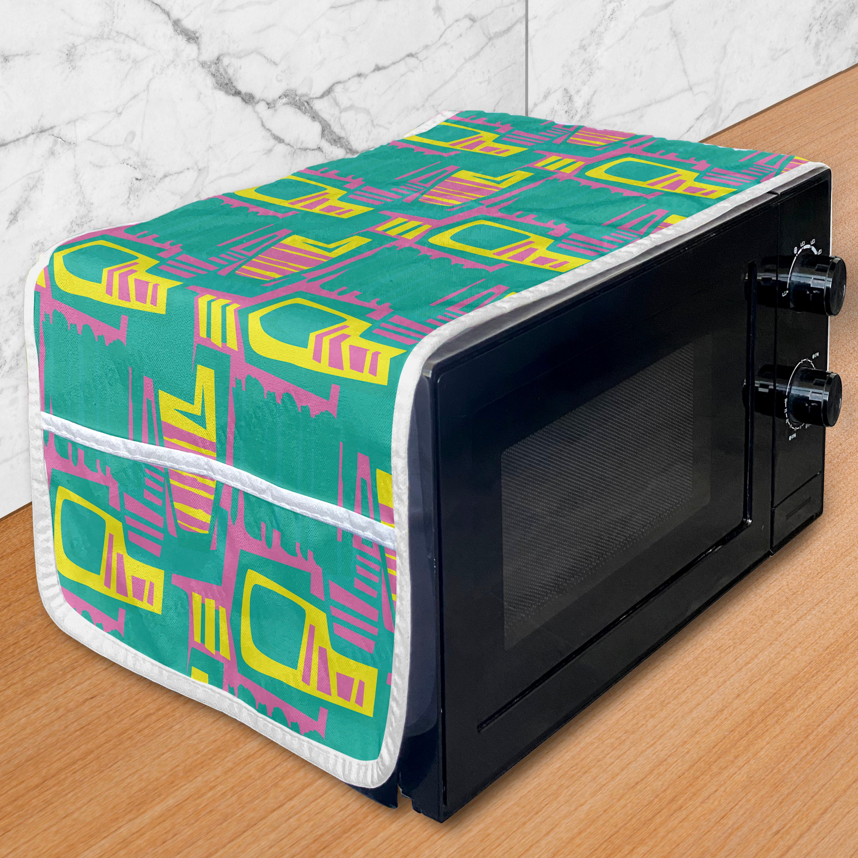 Retro Microwave Oven Cover, Funky Formations in Vintage Style Digitally ...