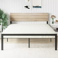 Kitsin Metal Bed Frame Queen Size with Wood Headboard and Metal Slats ...