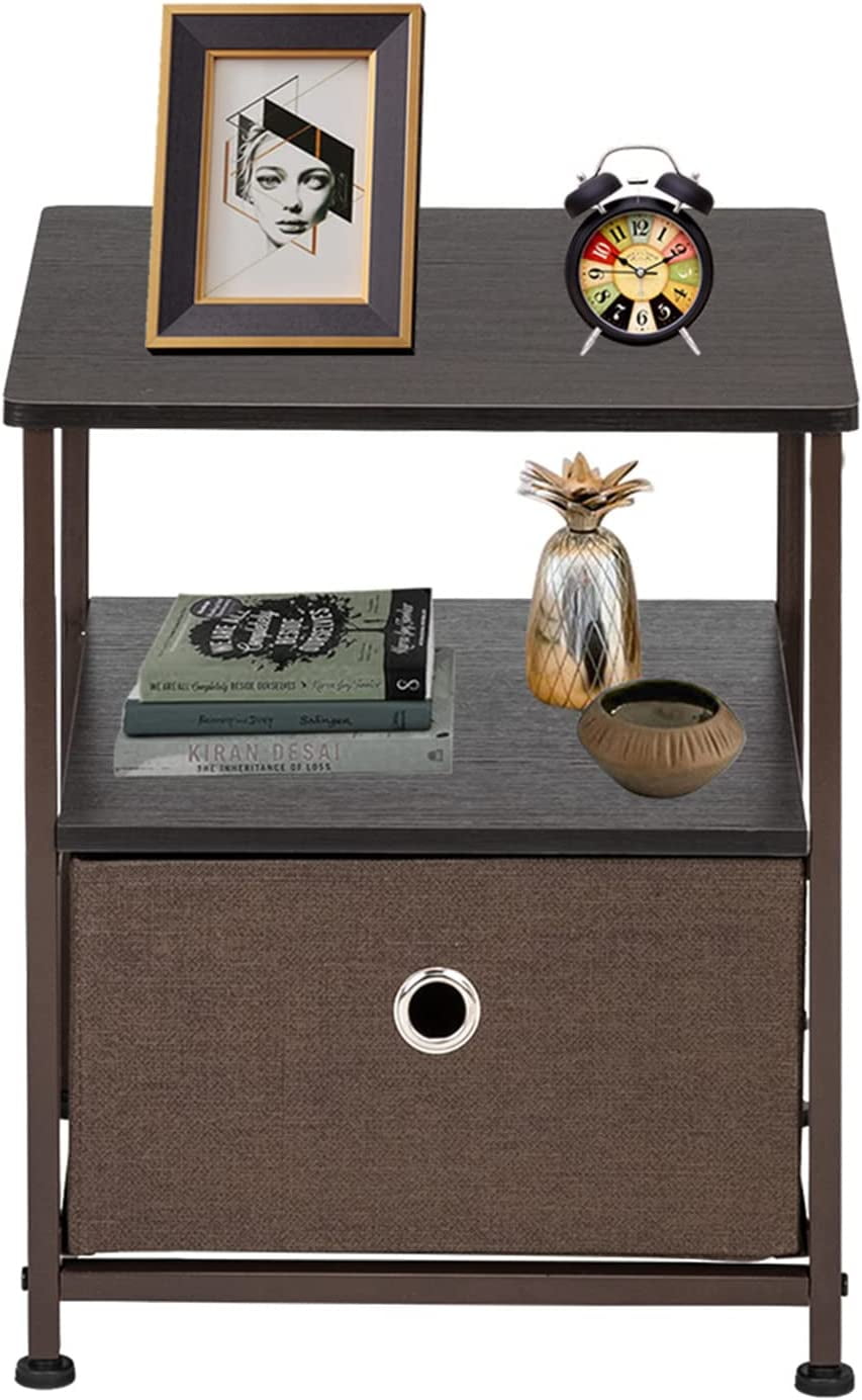 US IN STOCK End Table with Drawer and Storage Shelf,Living Room ...