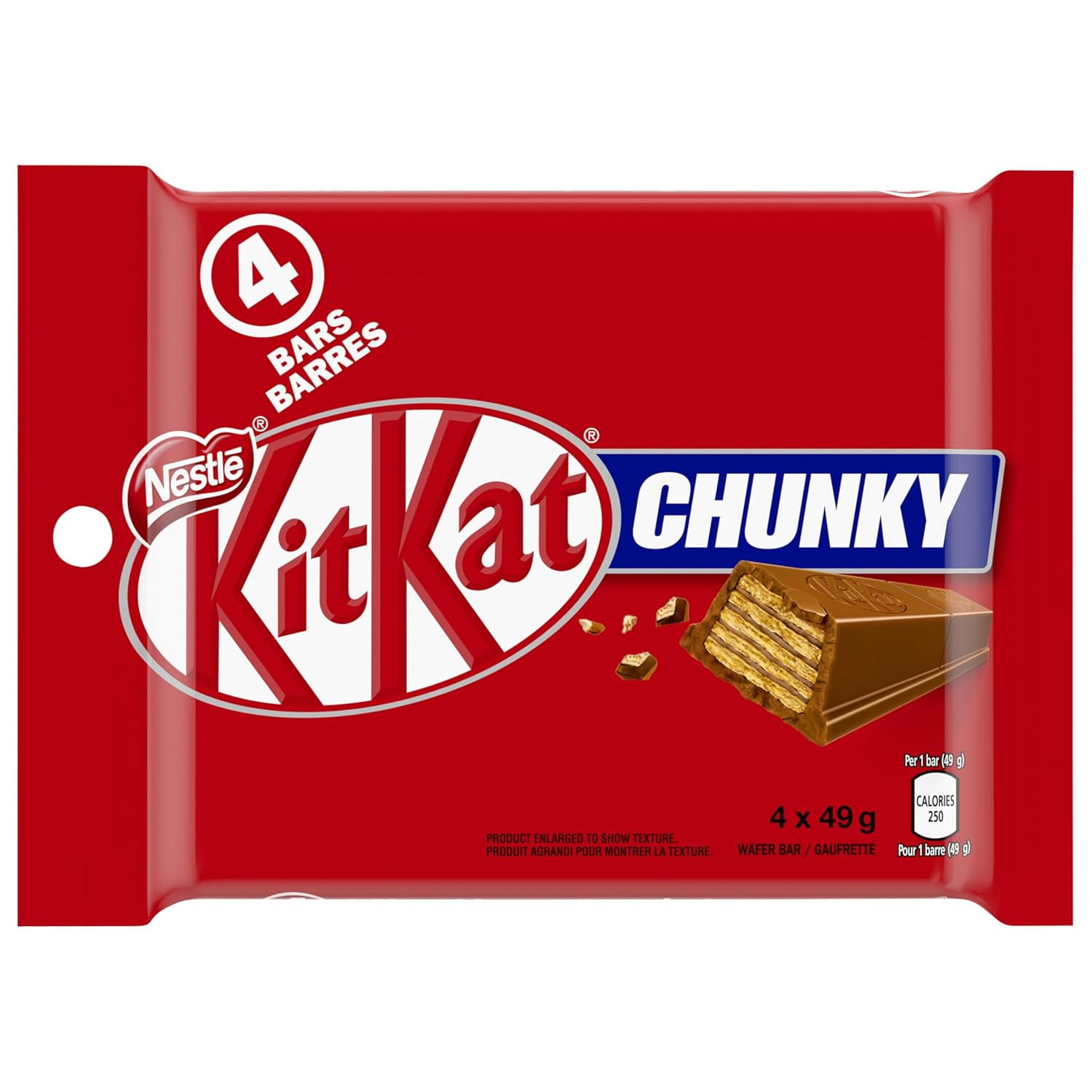 Nestle Kitkat Chunky Chocolate Bars Multipack, 4 X 49g, 196g/6.9 oz, Imported from Canada ...