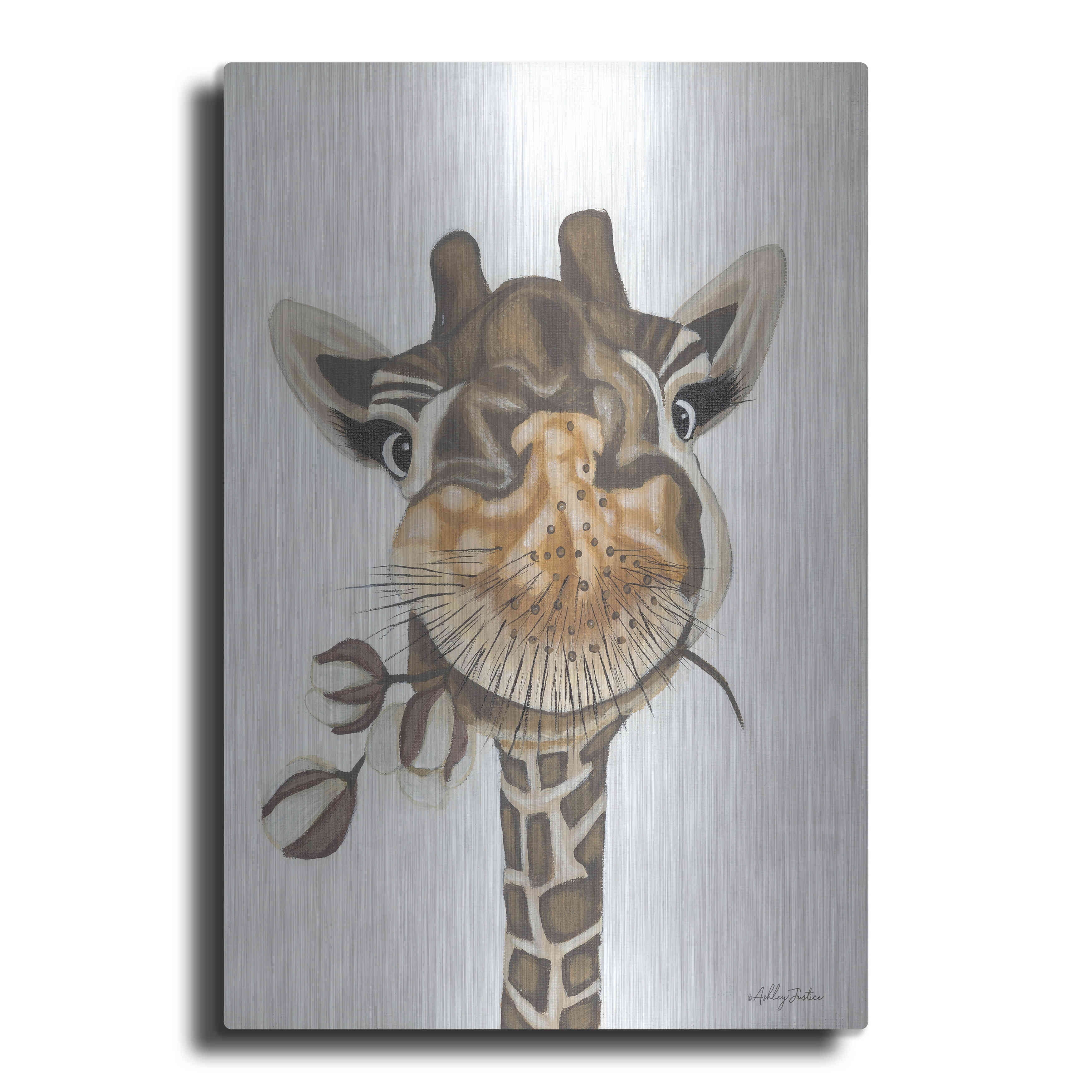Luxe Metal Art 'Giraffe with Cotton' by Ashley Justice, Metal Wall Art ...