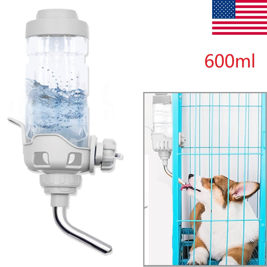 Dog Water Bottle Dispenser for Cage Crate Kennel Auto - Walmart.com
