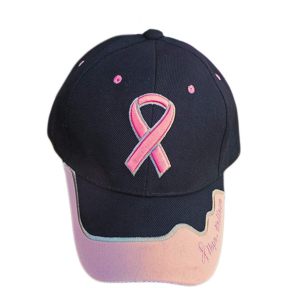 "Pink Ribbon" Breast Cancer Awareness Hat - Black w/ Pink Accents ...