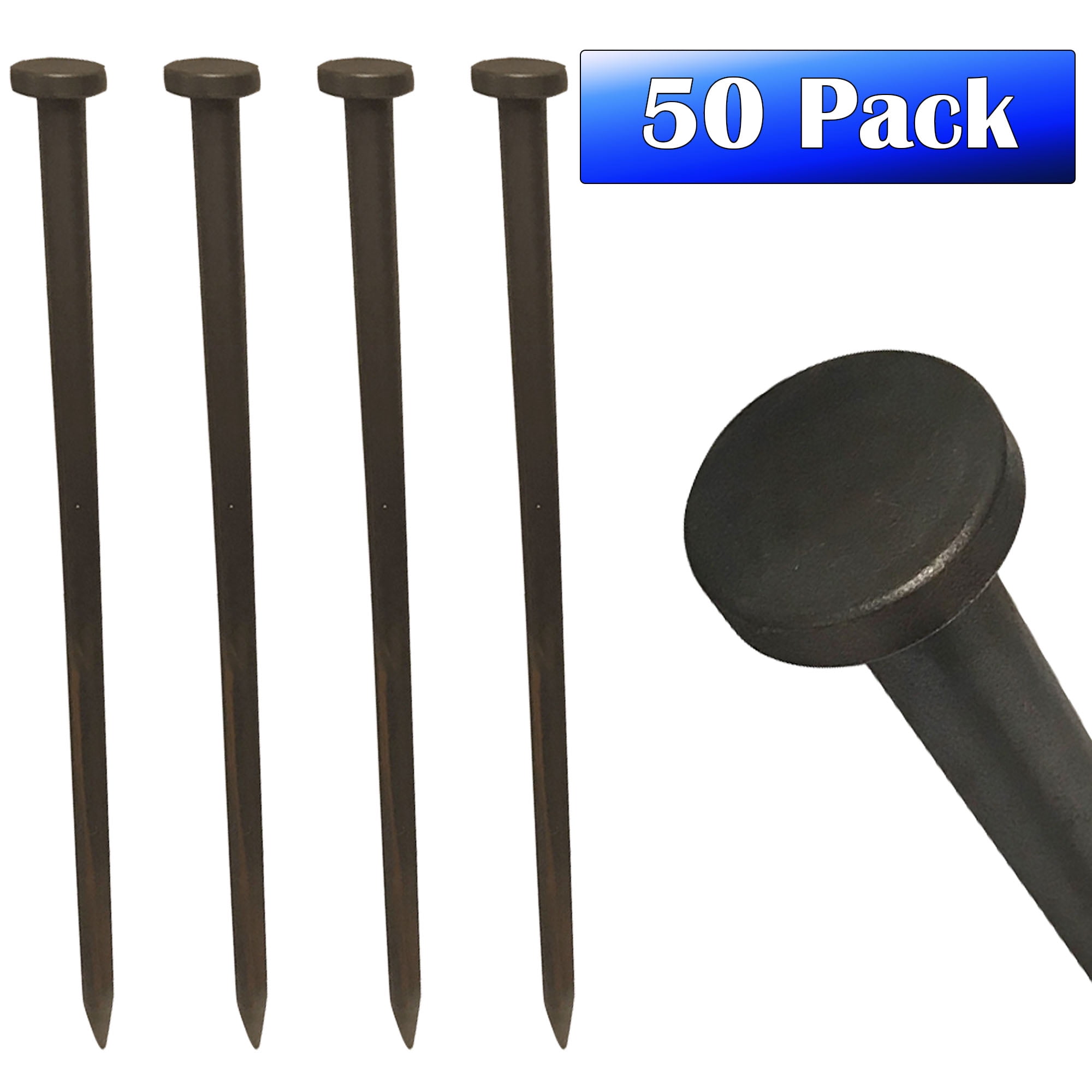 Moose Supply Heavy Duty Single Head Steel Tent Stakes, 50 Pack, 3/4" x ...
