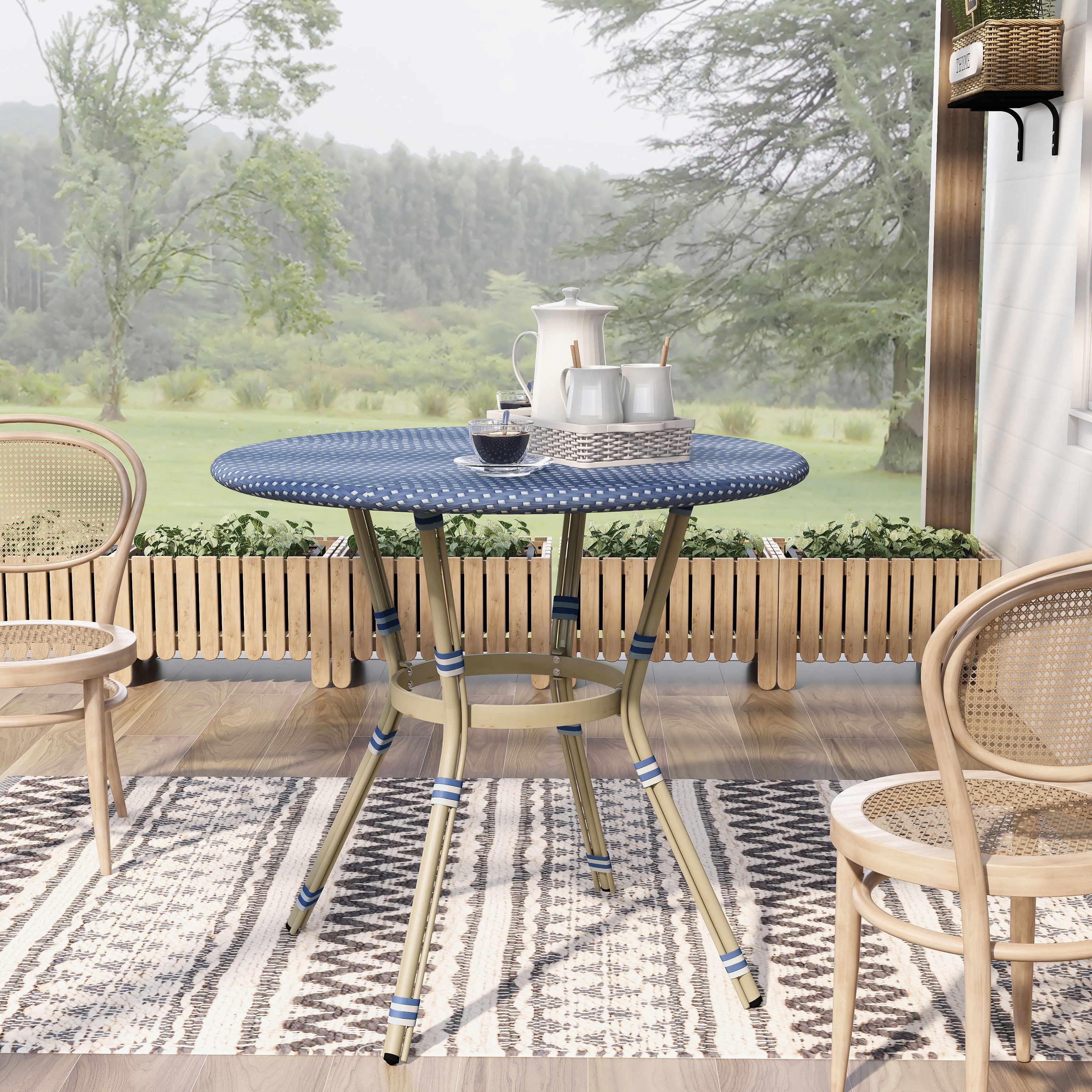 Hjem Aluminum Patio Counter Height Table, Blue - Walmart.com