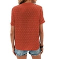 Casual Plain Notched Neck Top Short Sleeve Burnt Orange Women Blouses (Women's) - Walmart.com