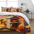 Bird Autumn Farm Maple Leaves Red Yellow Soft Breathable Bedding Set ...