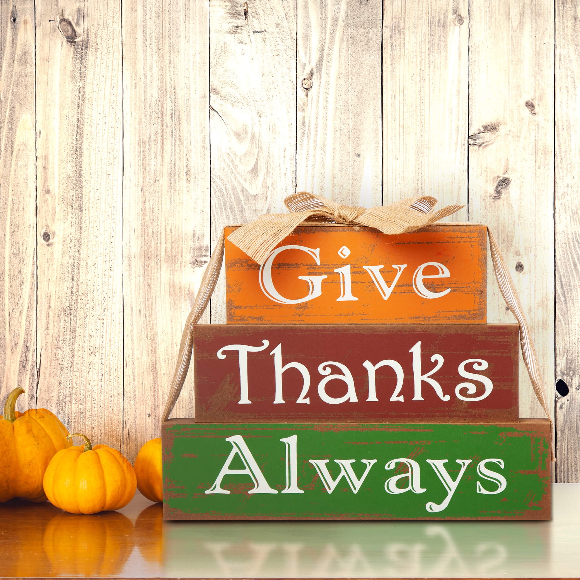 Glitzhome Wooden "Give Thanks" Thanksgiving Block Set Tabletop Decor ...