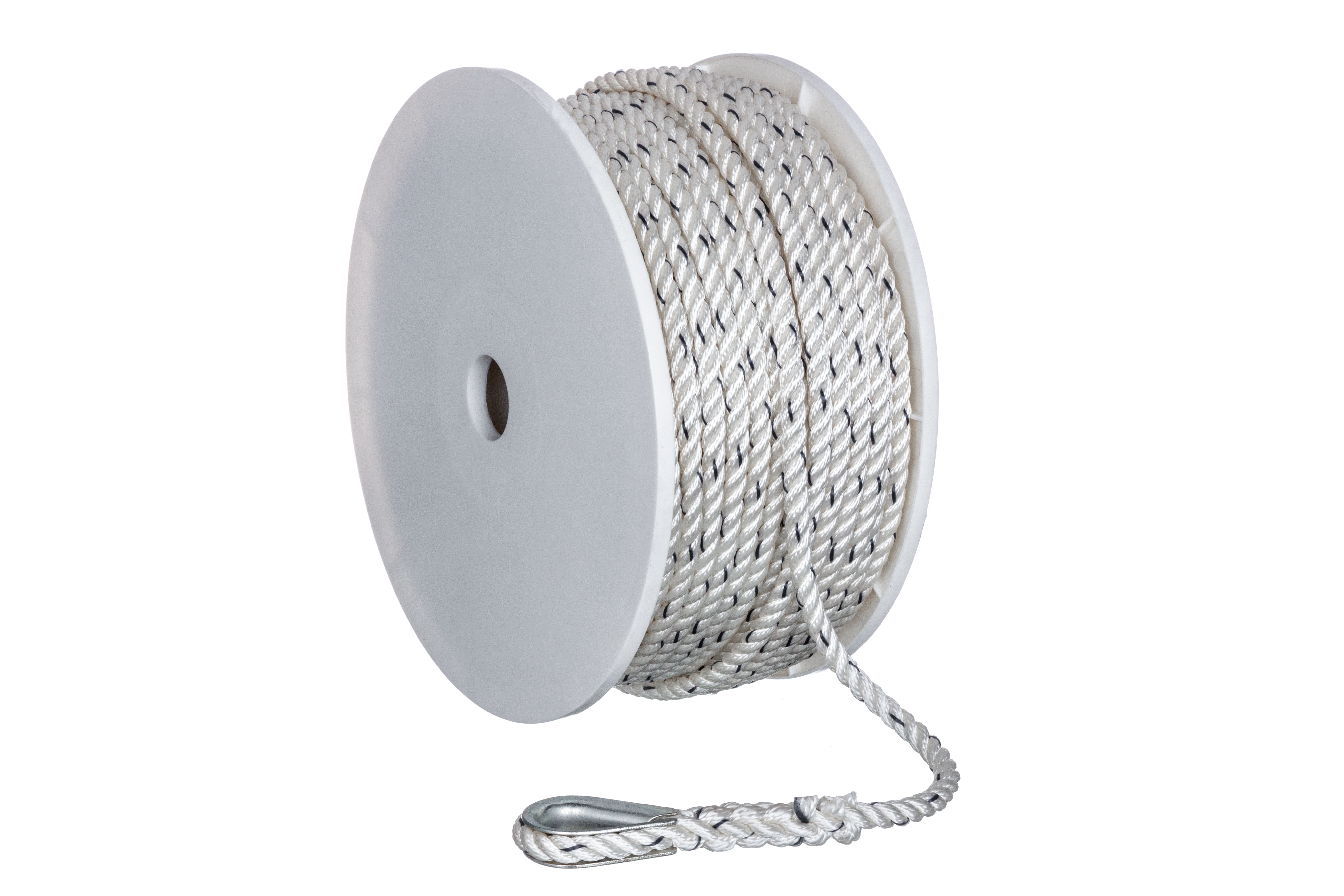 Seachoice Boat Anchor Line Rope, 3-Strand Twisted, Nylon, White/Blue, 3 ...