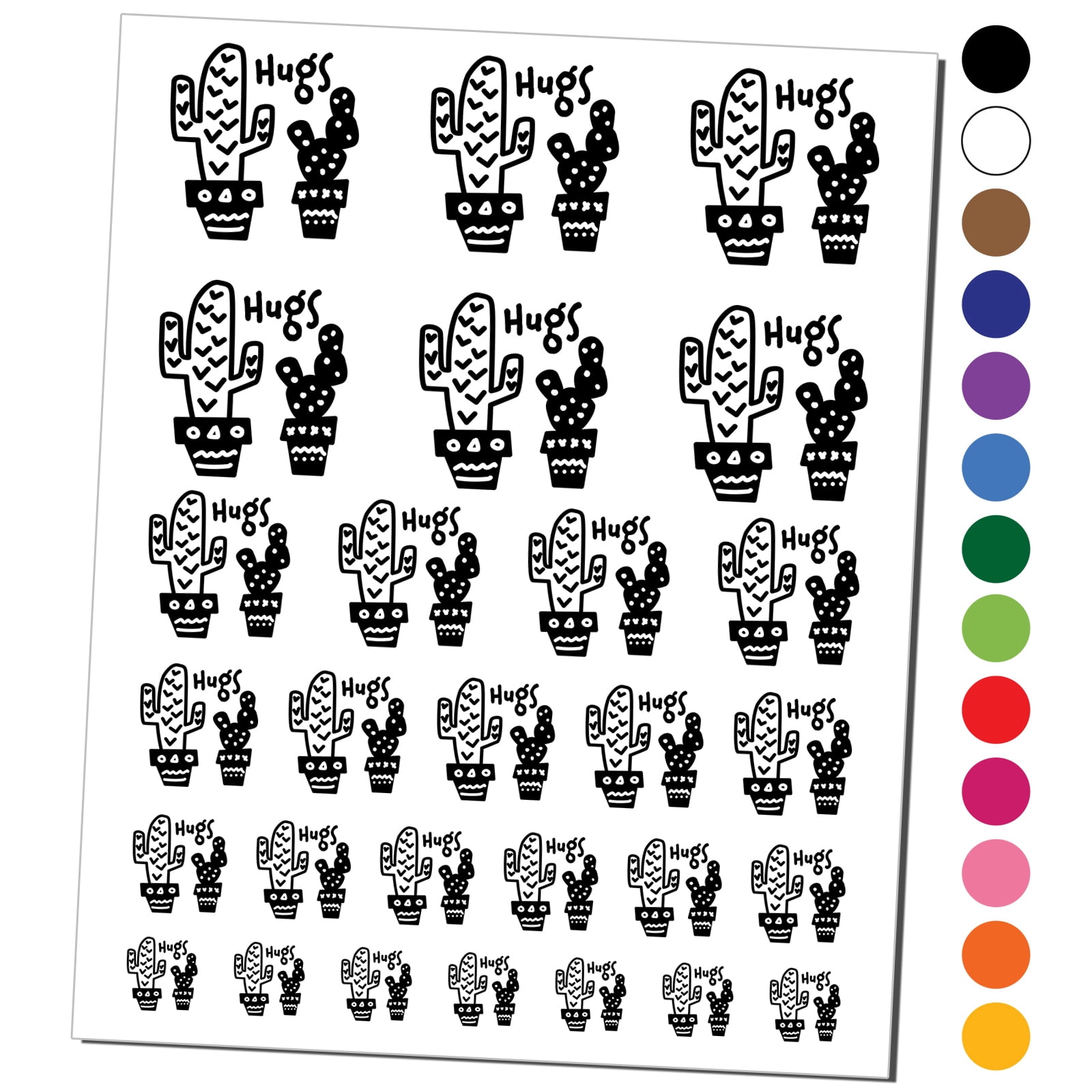 Cactus Hugs Doodle Water Resistant Temporary Tattoo Set Fake Body Art ...