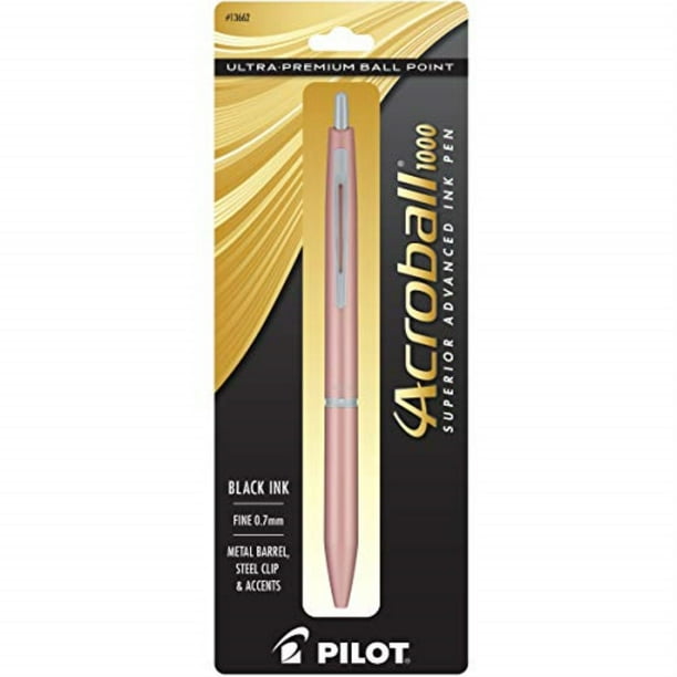 PILOT Acroball 1000 Ultra-Premium Ball Point Pen, 0.7 mm Fine Point, Black Ink, Rose Gold Barrel ...