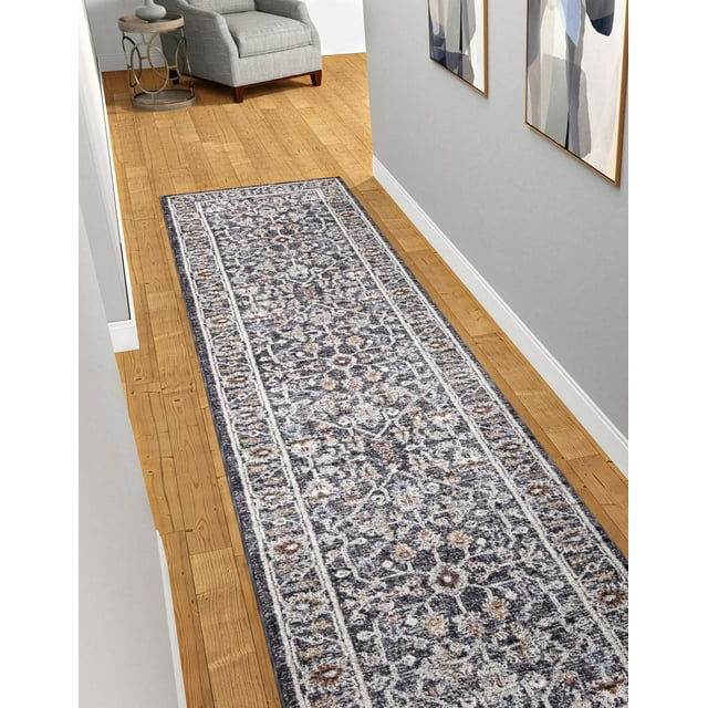 Rugs.com Eco Traditional Collection Rug – 12 Ft Runner Charcoal Gray ...