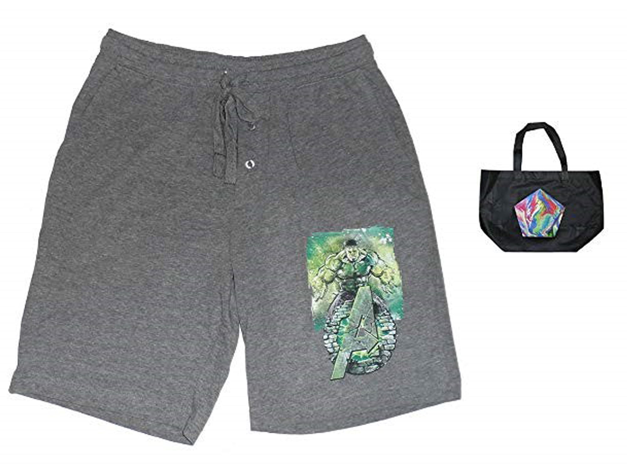 Marvel Avengers Mens' Hulk Lounge Shorts & Tote - 2 Piece Gift Set ...