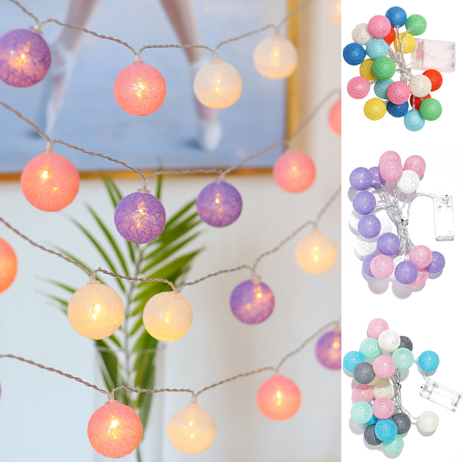 Rosnek Cotton Balls Fairy Lights Battery Operated 10/20 LED Cotton ...