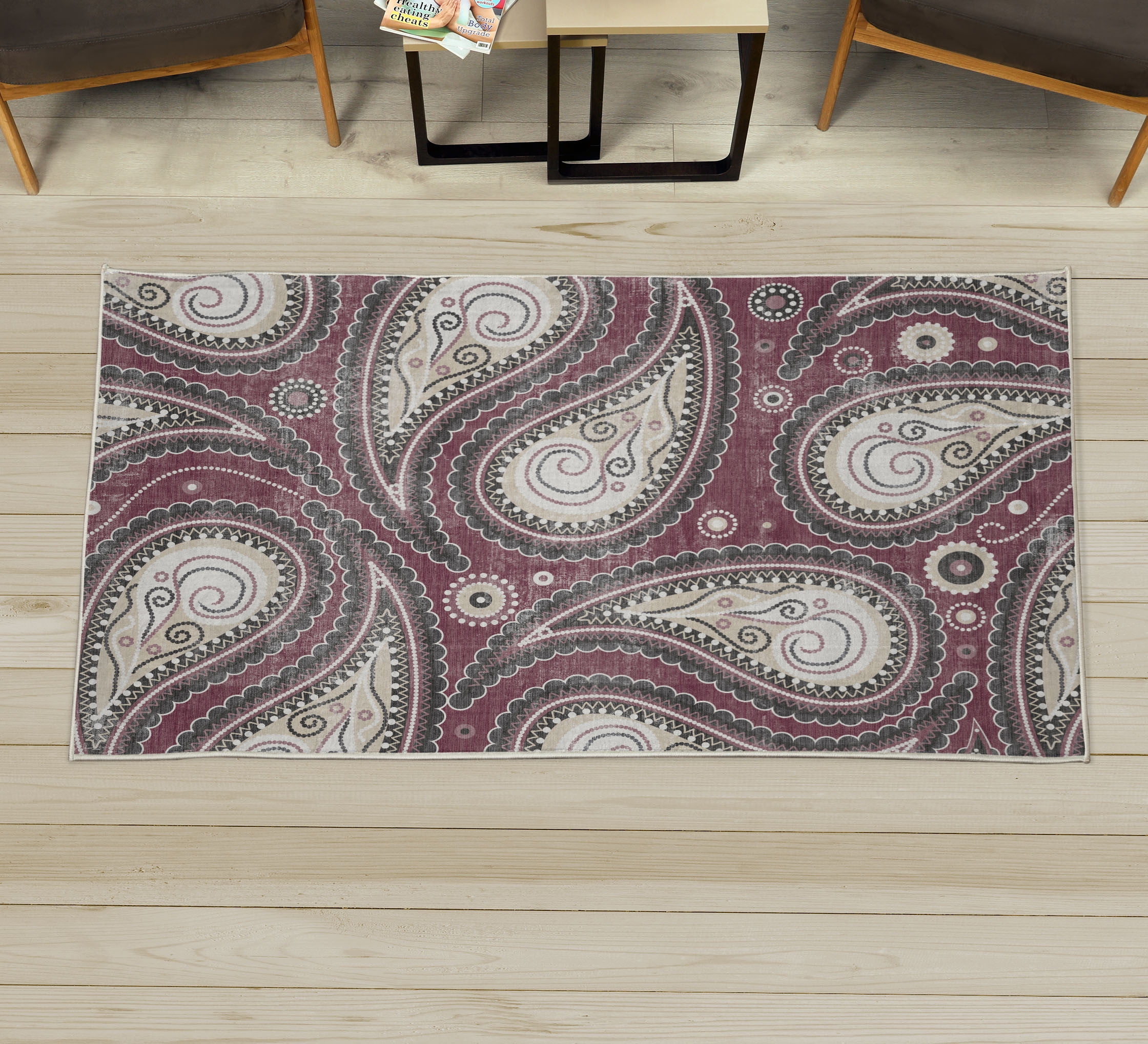 Paisley Decorative Rug, Continuous Fig Like Motifs Pattern Mandala ...