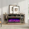 "AMERLIFE 75in Glass Fireplace TV Stand for TVs up to 85"", Wash Gray ...