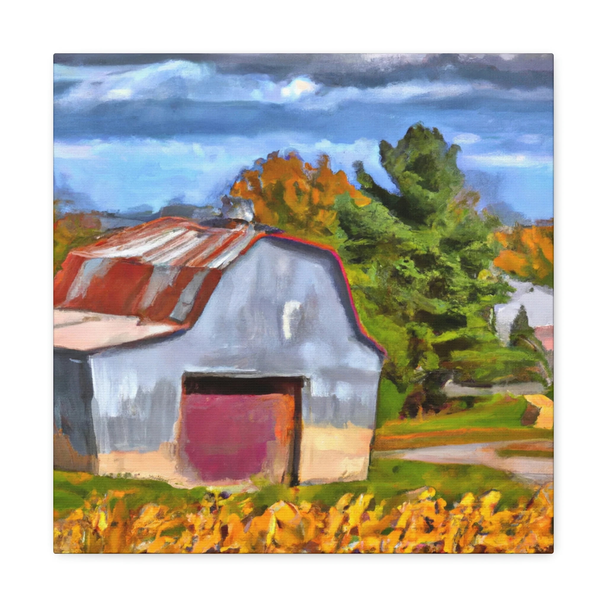 Rustic Barn in Moonlight - Canvas - Walmart.com