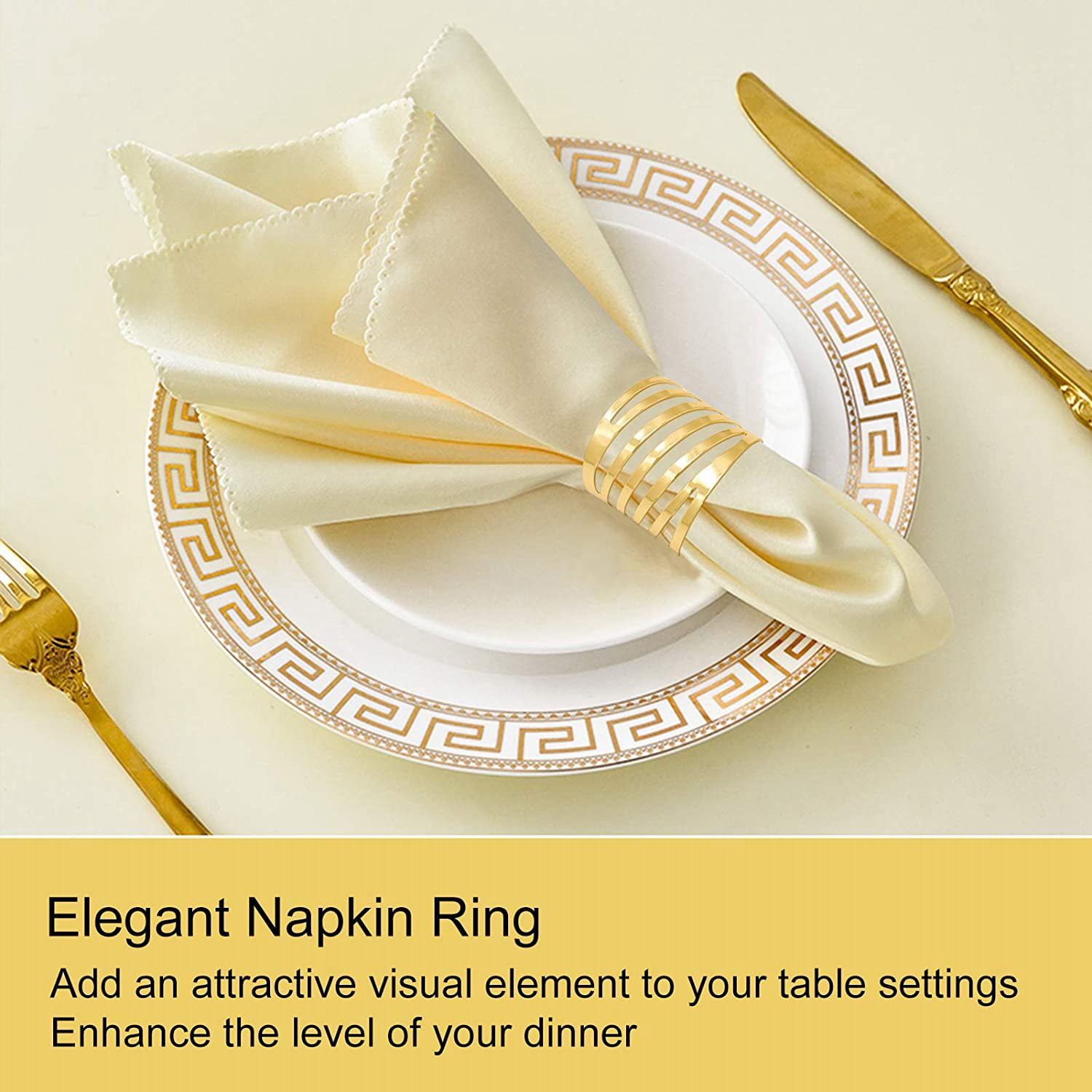 Click here for Unbranded Gold Napkin Rings Set Of 12  Hollow Napk... prices