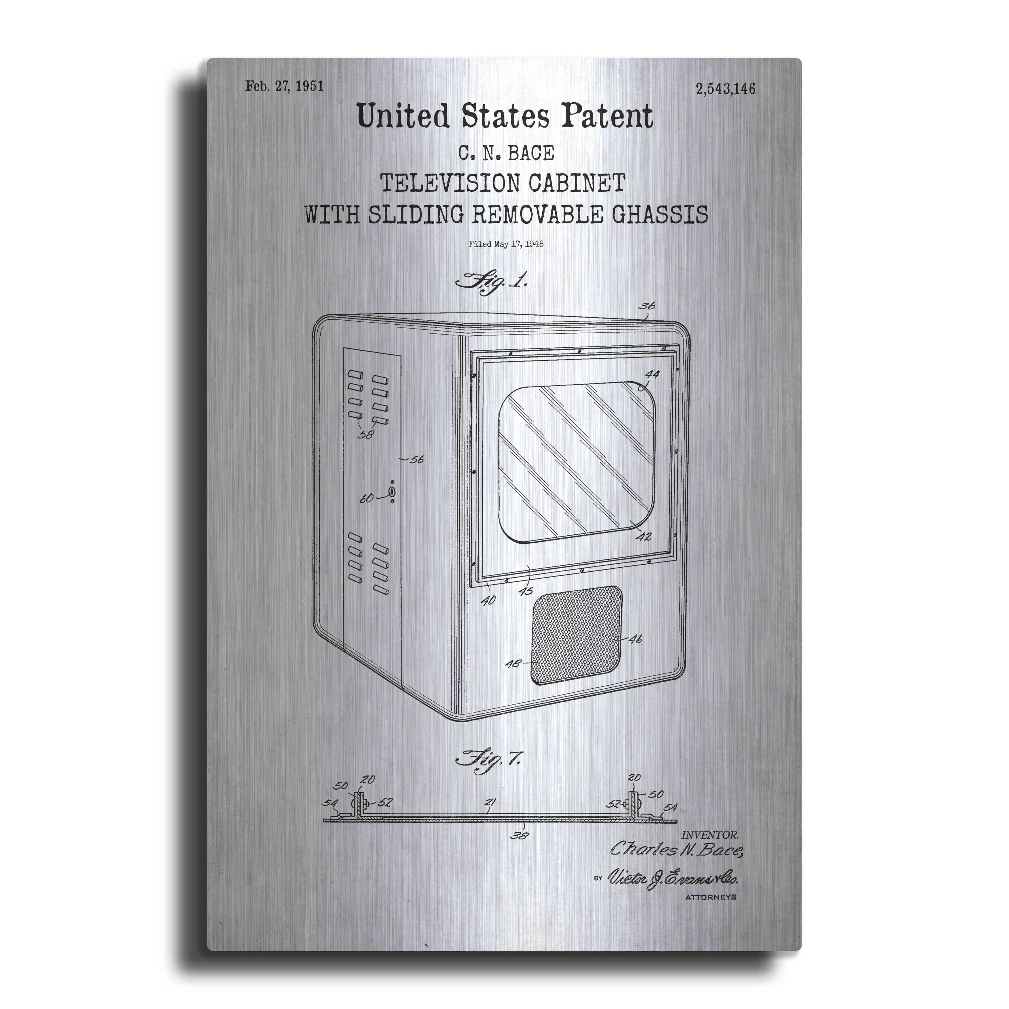 Luxe Metal Art 'Television Cabinet Blueprint Patent White' Acrylic ...