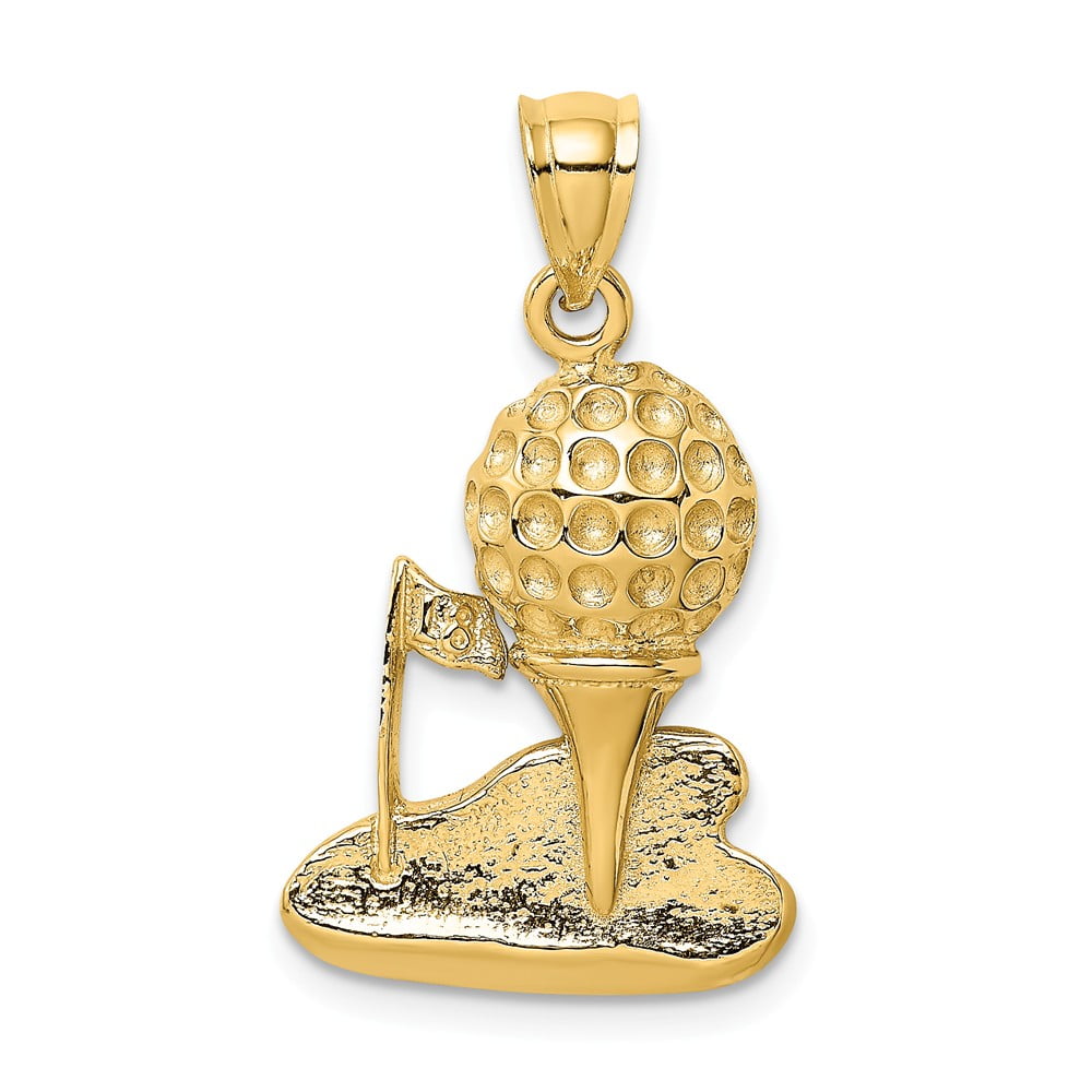 FB Jewels 14K Yellow Gold Solid Polished Open-Backed Golf Pendant ...