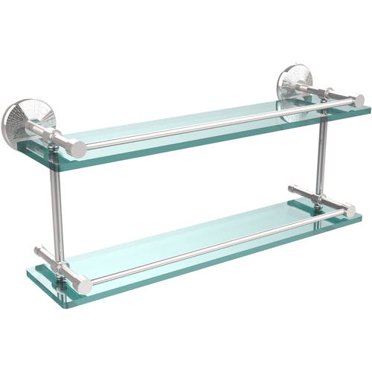 Que New 16" Double Glass Shelf with Gallery Rail - Walmart.com