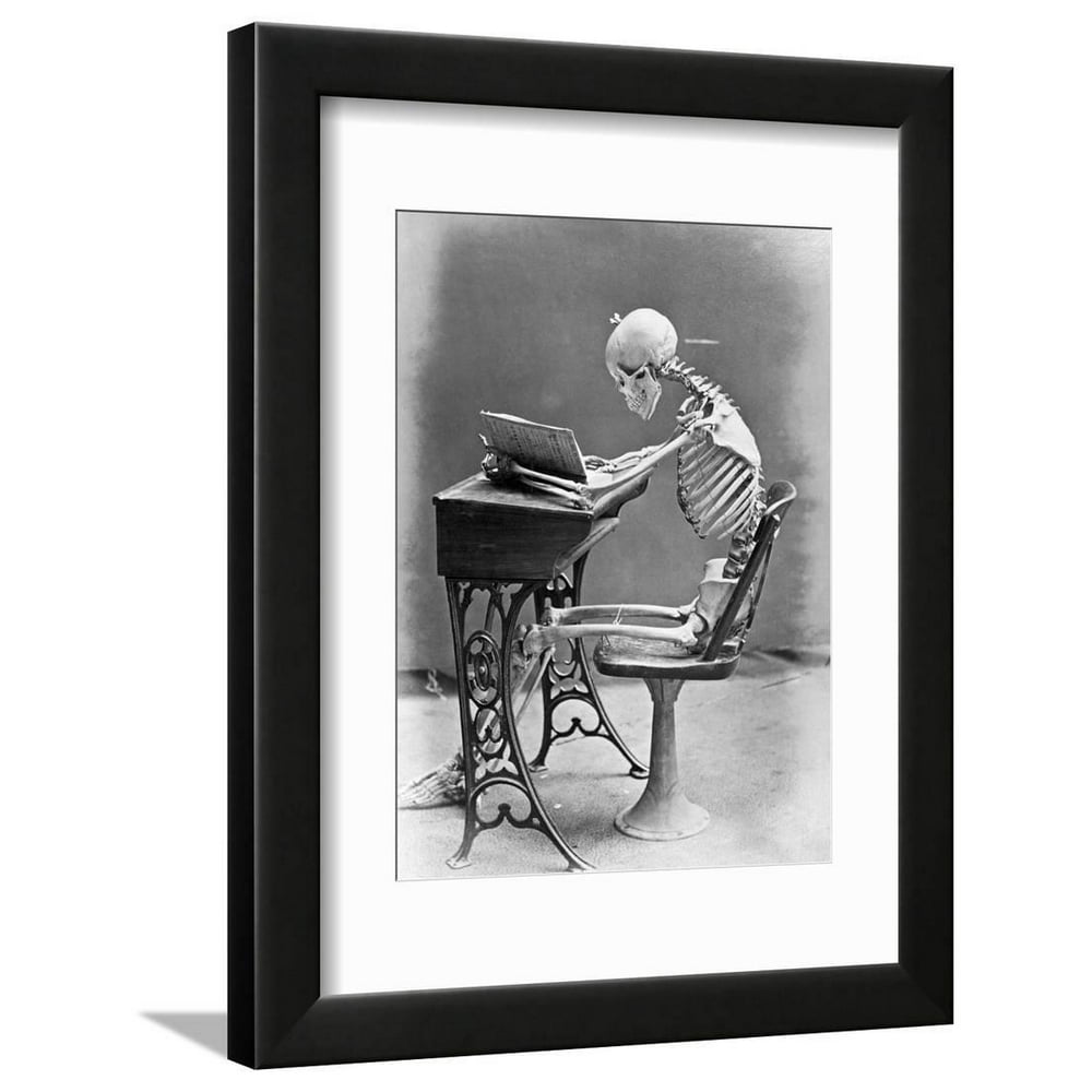 Skeleton Reading at Desk Framed Print Wall Art By Bettmann - Walmart ...