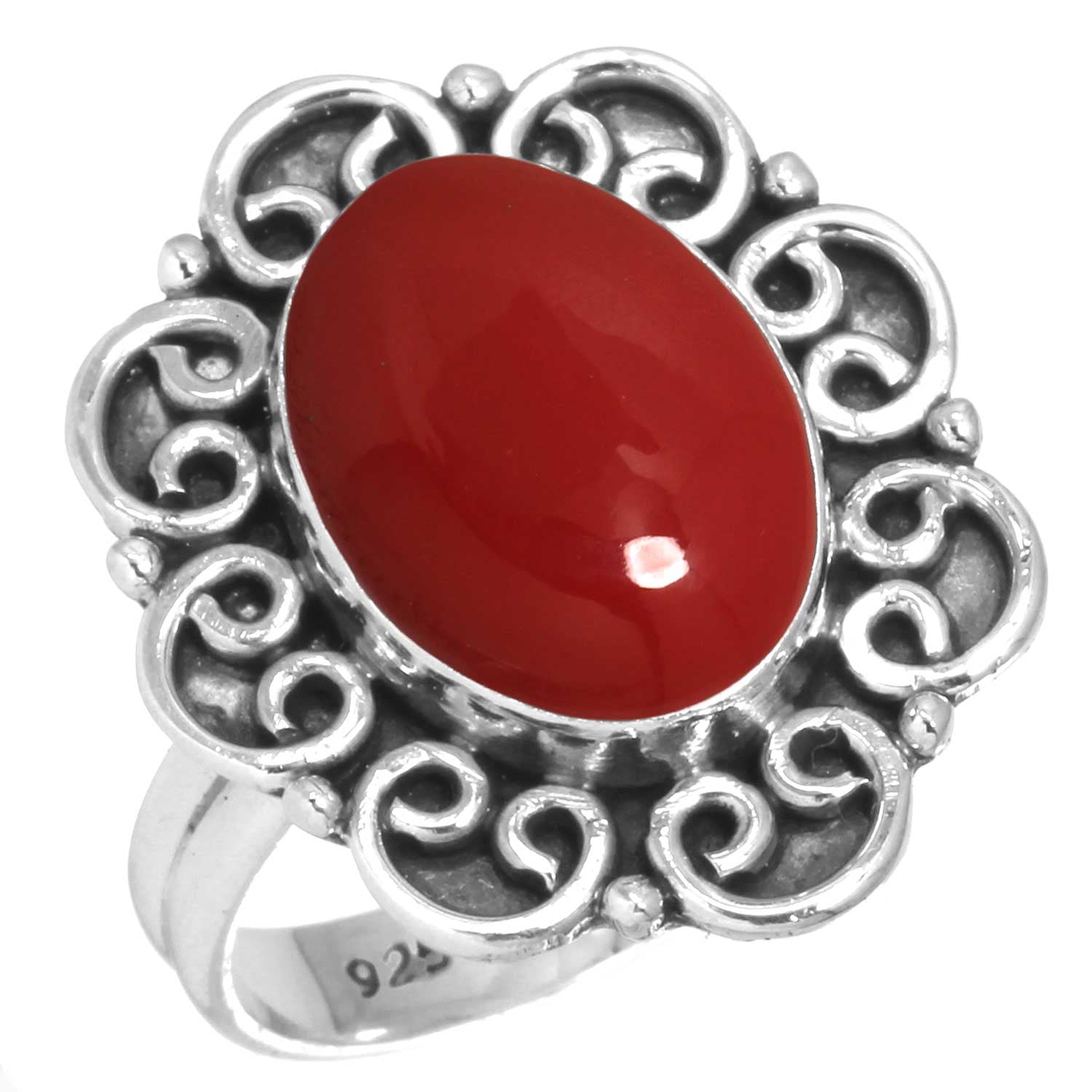 925 Silver Ring For Women - Teens Red Stone Stone Silver Ring Size 10.5 ...