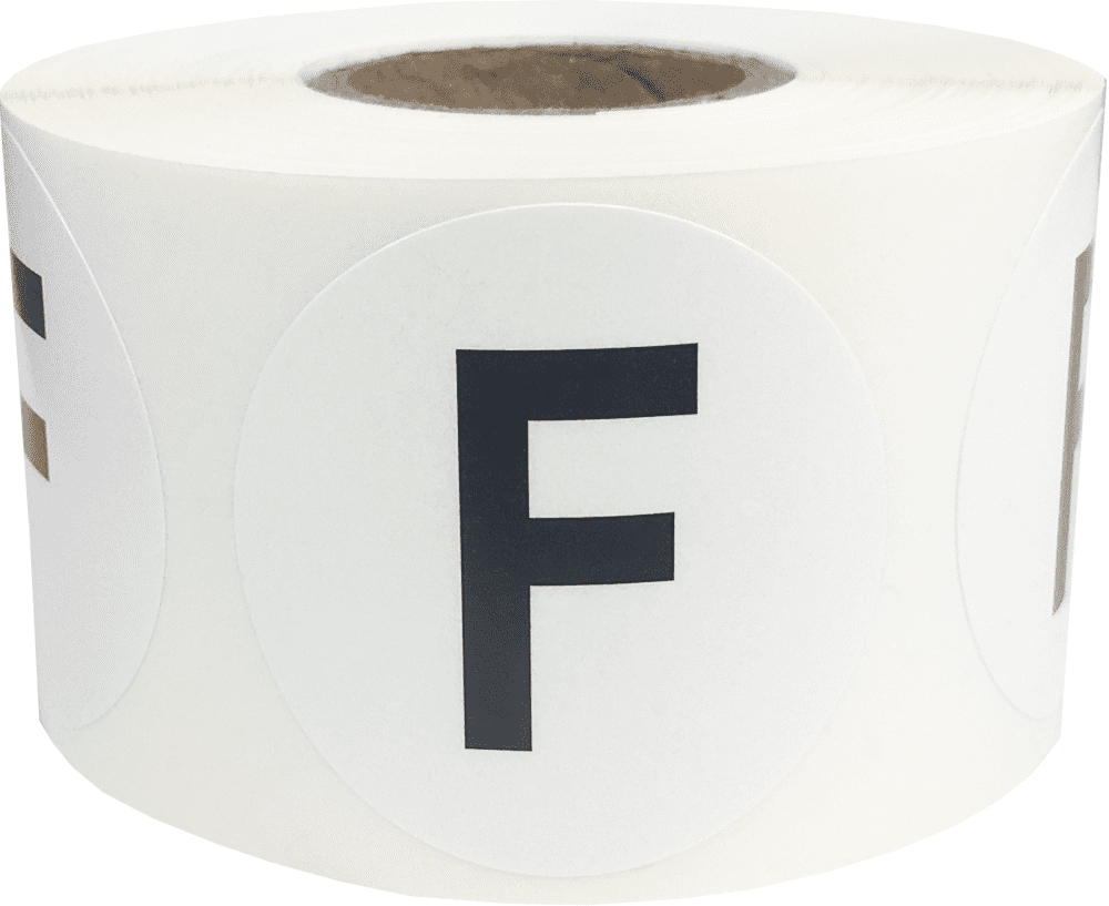 Letter F Inventory Labels 1.5 inch Round Circle Dots 500 Adhesive ...