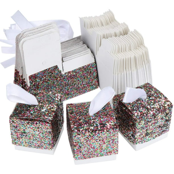 Set of 25 Sparkling Glittery Paper Candy Boxes, Wedding Dragees Boxes ...