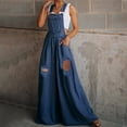 YWDJ Womens Jumpsuits Dressy Casual Summer Denim Wide Leg Jean Bandage ...