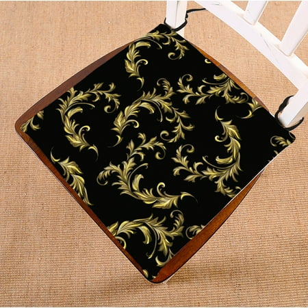 HATIART Baroque Gold Scrolls Black Chair Pad Seat Cushion Chair Cushion ...