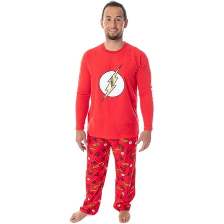 DC Comics Men's The Flash Superhero Fleece Long Sleeve Raglan Shirt and ...