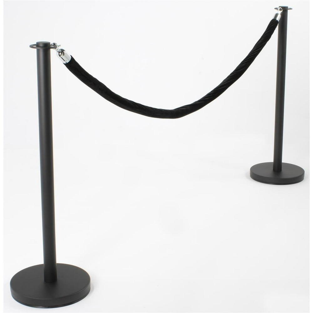 Crowd Control Stanchion Set - (2) 39"h Matte Black Stanchion Posts with ...