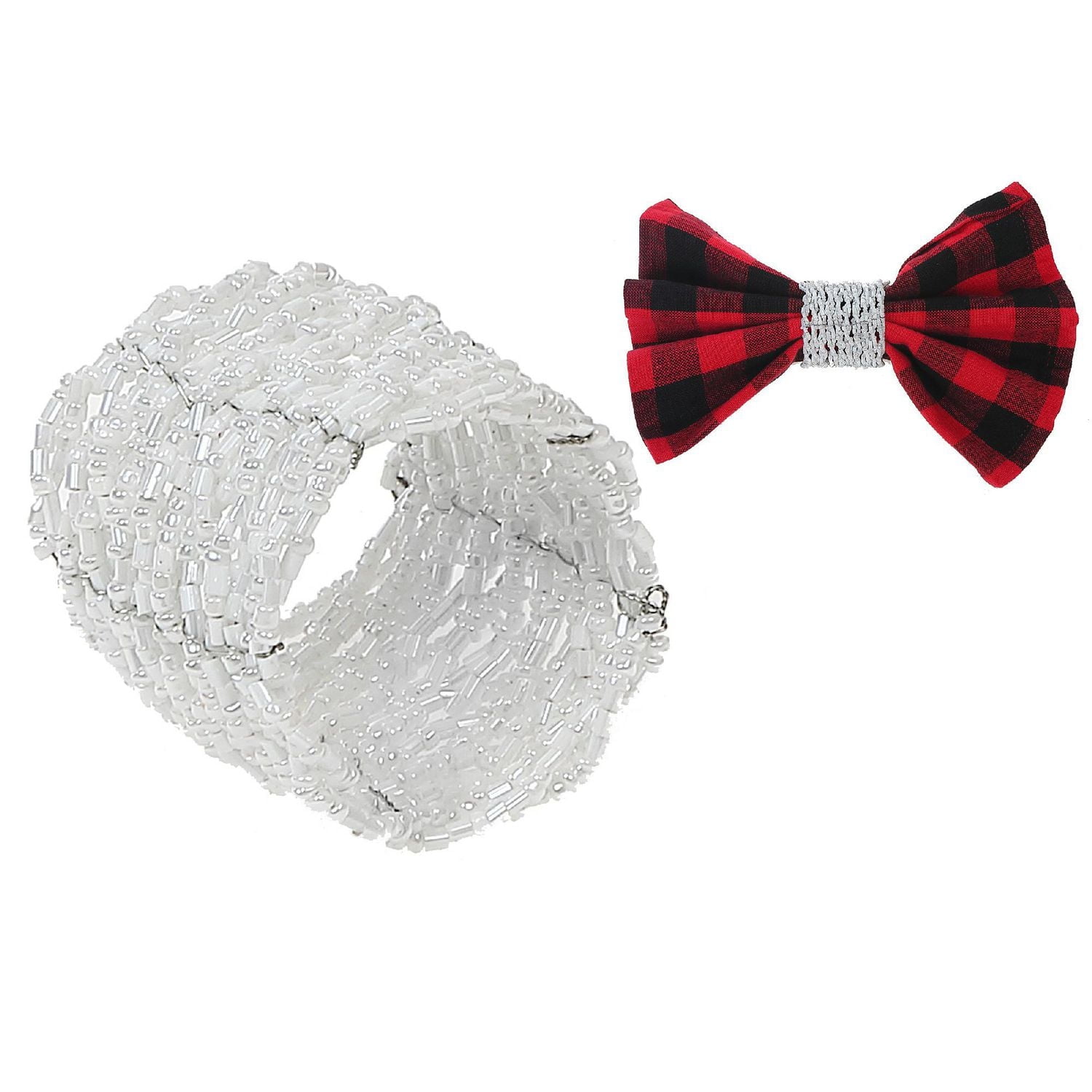 Click here for Ih Casadécor Christmas Beaded Napkin Ring White -... prices