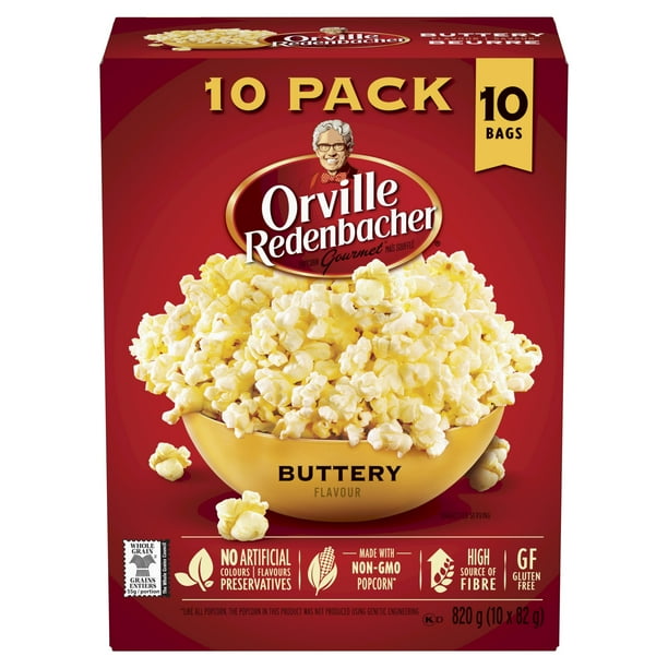 Orville Redenbacher Popcorn - Microwave Buttery (10 bags, 82g), Non-GMO ...