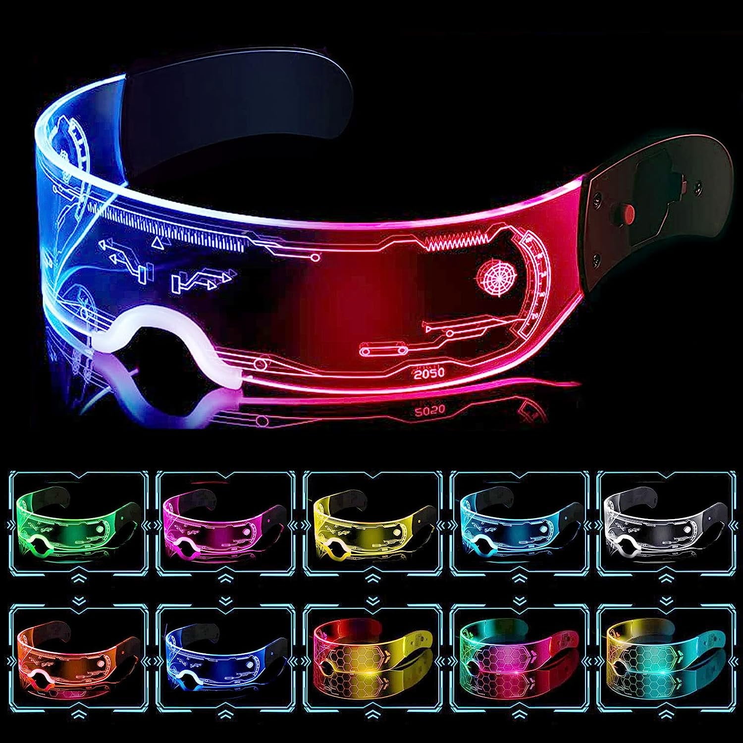 Click here for Zhudi3 Led Glasses - Luminous Glasses Cyberpunk Fu... prices