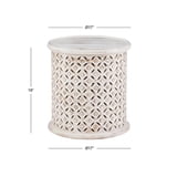 Linon Lainey Wood Hand Carved Side Accent Table in White - Walmart.com
