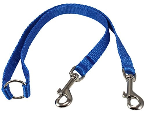15" Nylon 2-Way Double Dog Leash - Two Dog Coupler Blue 3 Sizes (Small ...