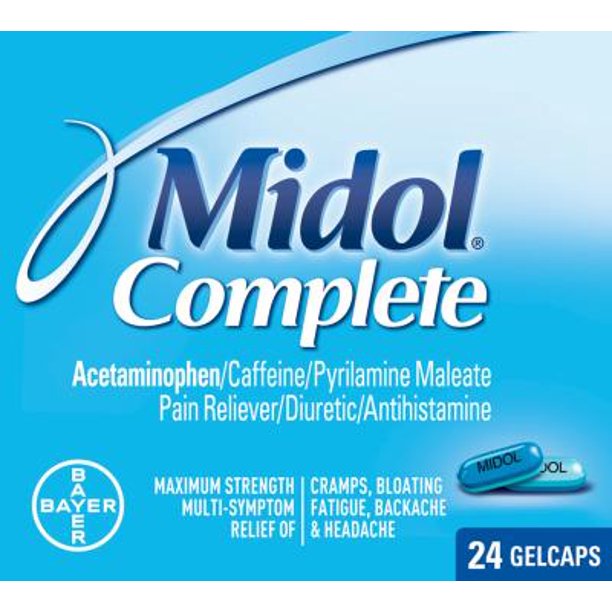 Midol Menstrual Complete - Maximum Strength Gelcaps, 24 CT (Pack of 6 ...