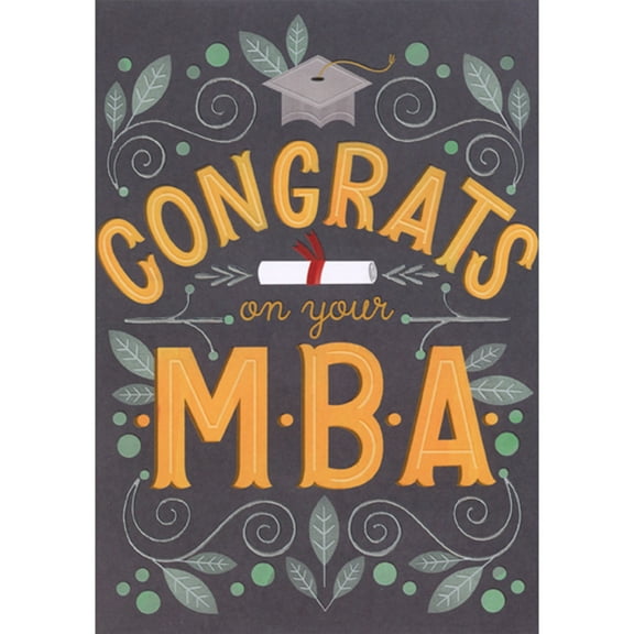 Designer Greetings Congrats on Your MBA: Cap, Diploma, Leaves and ...