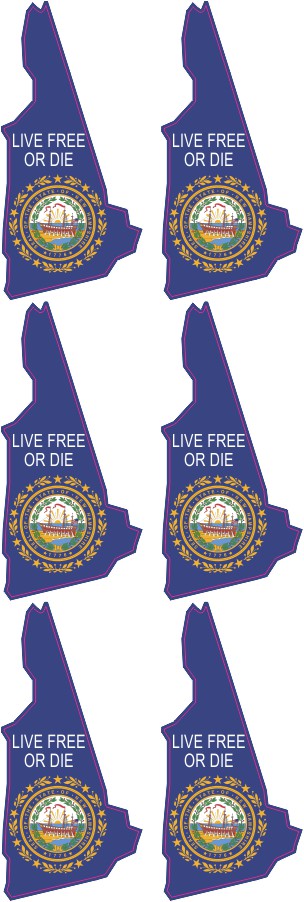 [6x] 1in x 2in Die Cut New Hampshire Stickers - Walmart.com
