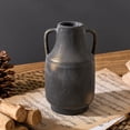 Ceramic Flower Vase with Handles, Large Decorative Black Vase ...