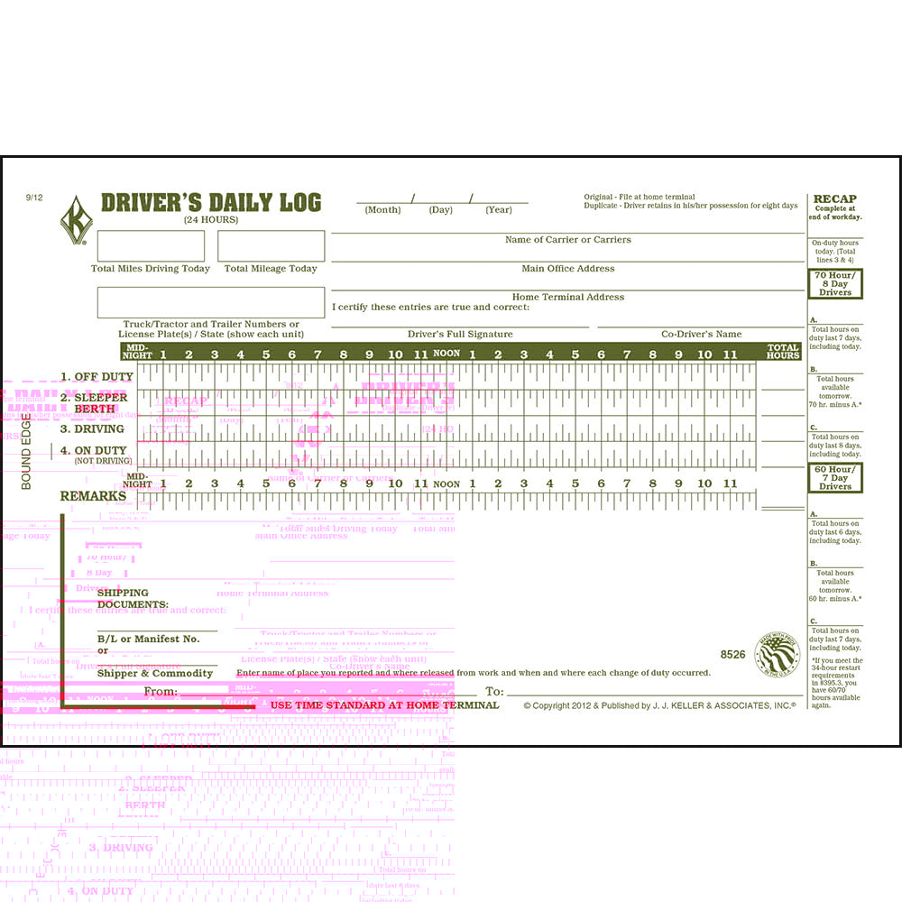 J.J. Keller 9L Bus Drivers Daily Log Book - Walmart.com