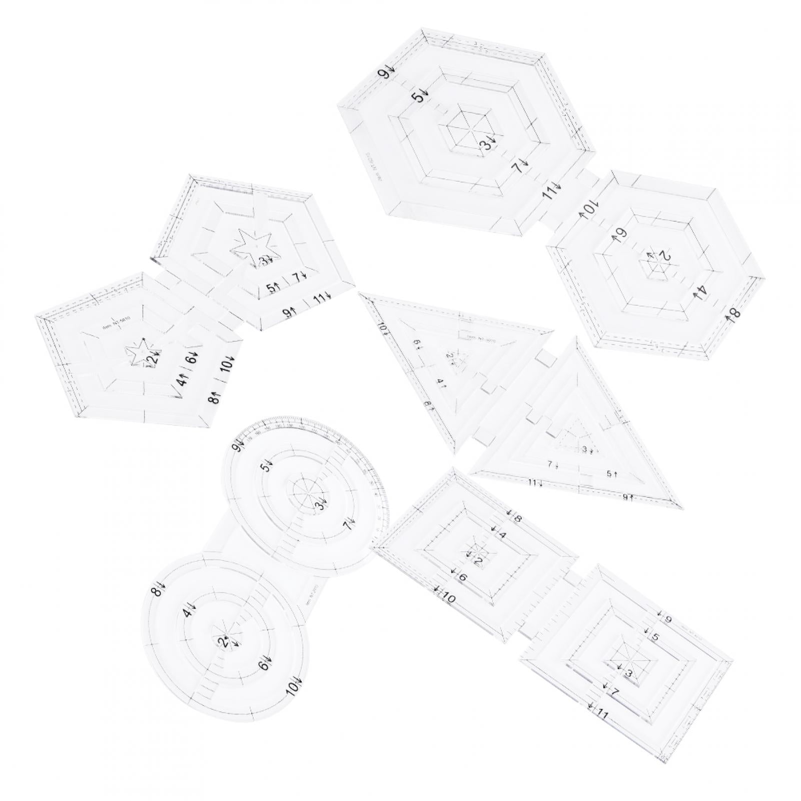 Juego de reglas para patchwork, juego de 5 reglas para patchwork, regla doble redonda, regla ...