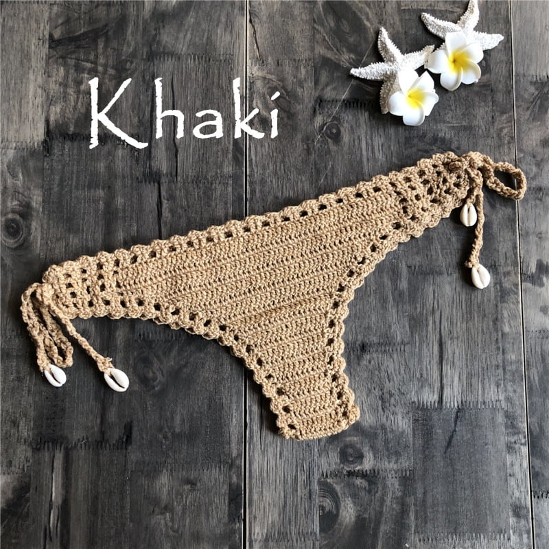 Onever Women Sport Bikini Thongs Sexy Handmade Crochet Bikini Bottom